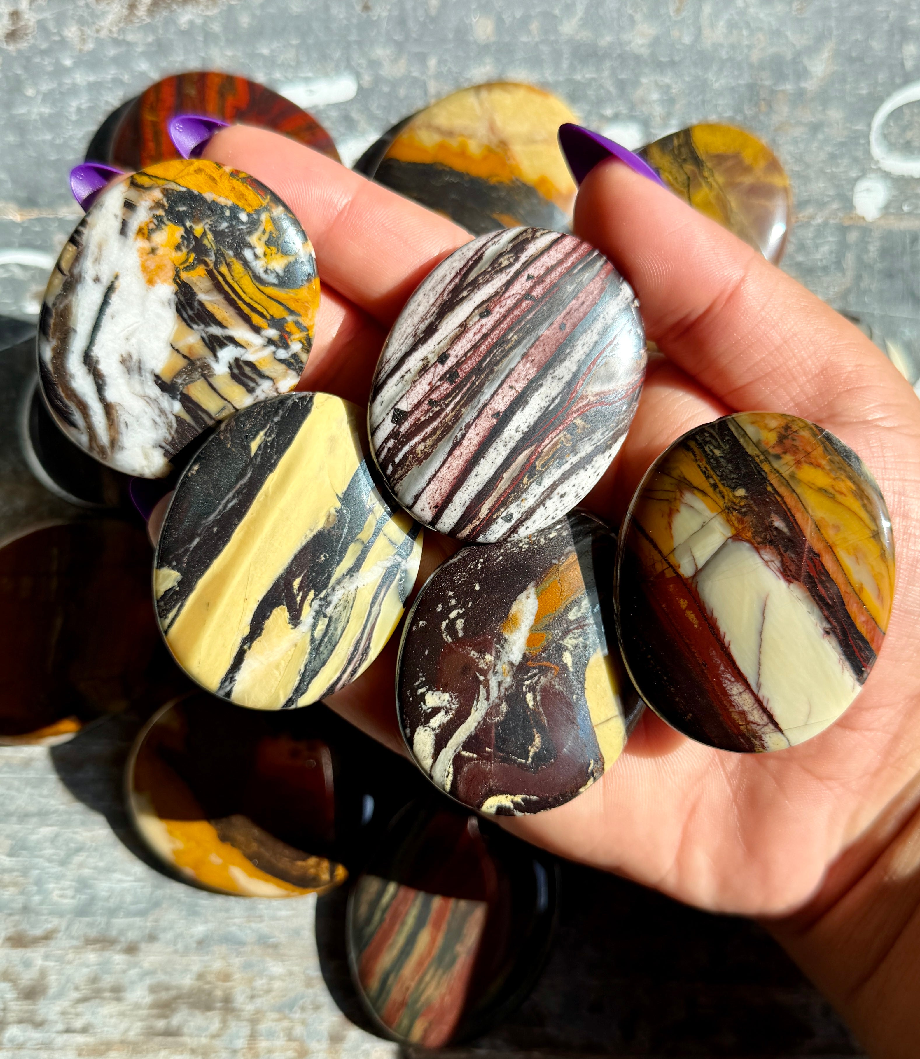 One (1) Tiger Iron, Jasper & Hematite Flat Palm Stone | Intuitively Ch ...