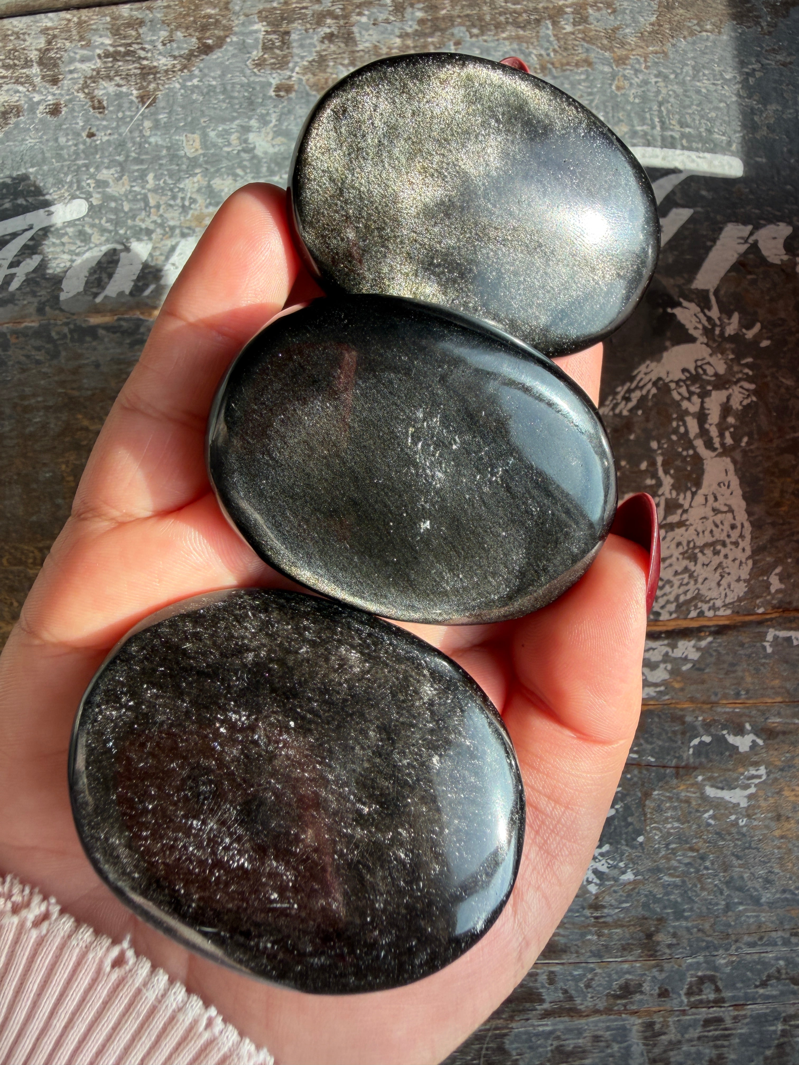 One (1) Gorgeous Silver Sheen Obsidian Palmstone | Intuitively Chosen ...